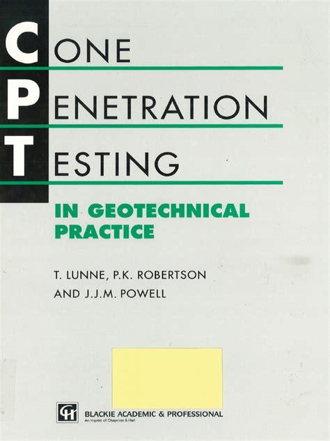 Cone Penetration Testing In Geotechnical Practice Tlunne Pdf