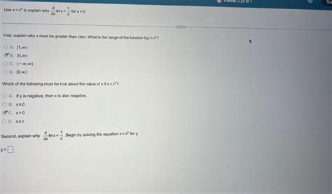 Solved Use Xex To Explain Why Dxdlnxx1 For X0 First