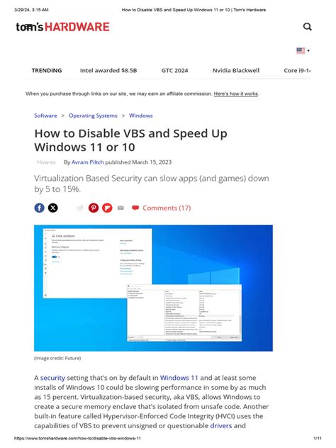 How To Disable Vbs And Speed Up Windows 11 Or 10 Toms Hardware Pdf