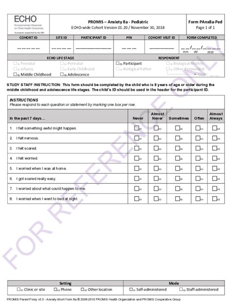 Fillable Online Promis Anxiety Short Form Fax Email Print Pdffiller