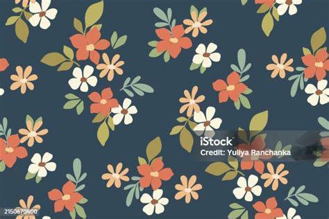 완벽 한 꽃 패턴 추상 꽃 디자인 작은 손으로 그린 꽃 나뭇잎 푸른 필드에 꽃다발 벡터 일러스트 레이 션입니다 가을에 대한 스톡 벡터 아트 및 기타 이미지 Istock