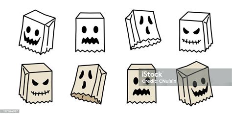 유령 벡터 유령 아이콘 할로윈 종이 가방 로고 기호 만화 캐릭터 악마 낙서 일러스트 디자인 로고에 대한 스톡 벡터 아트 및 기타 이미지 로고 종이 봉투 공포 무서움