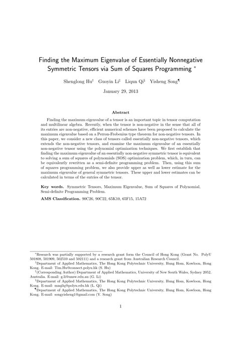 Pdf Finding The Maximum Eigenvalue Of Essentially Nonnegative