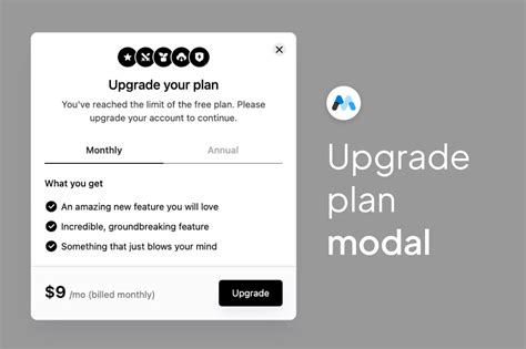 2 Tier Upgrade Modal Webflow