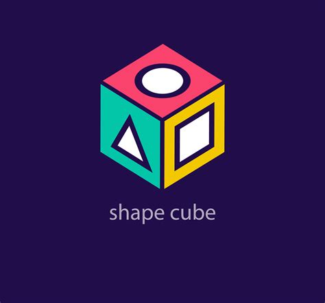 Creative Geometric Shape Cube Logo Unique Design Color Transitions Custom Round Square And