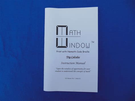Trig Calculus Instruction Manual Math Window®