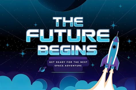 미래가 시작됩니다 레트로 미래주의 템플릿 프리미엄 Ai 생성 이미지