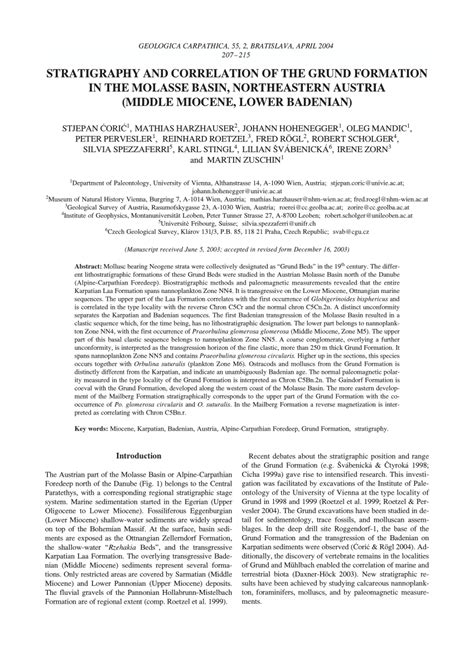 Pdf Stratigraphy And Correlation Of The Grund Formation In The Molasse Basin Northeastern