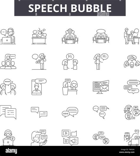 Speech Bubble Line Icons Signs Vector Set Outline Concept Linear