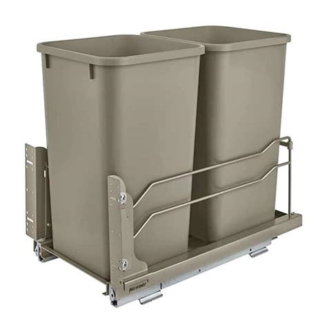 Rev A Shelf Champagne Double Pull Out Trash Can 27 Qt With Soft Close 53WC 1527SCDM 212 The