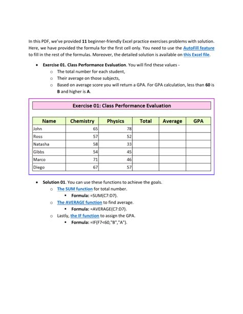 Excel Practice Exercises For Beginners