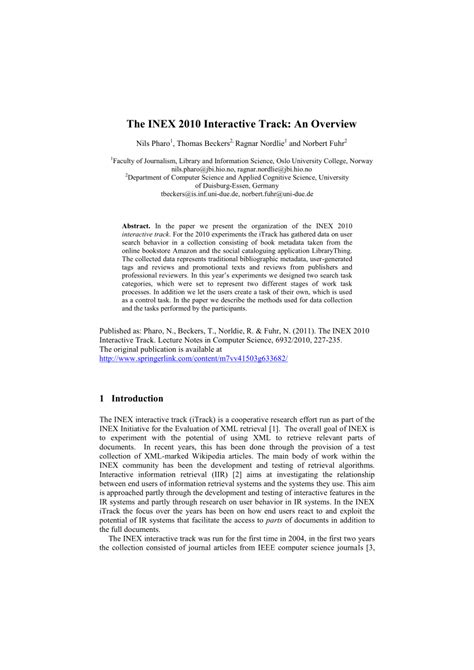 pdf overview of the inex 2010 interactive track