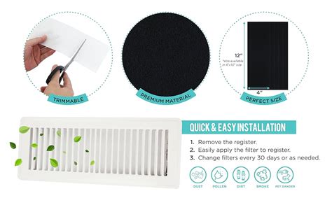Activated Carbon Air Vent Filters 40 Pieces 4 X 12 Floor Register Filters Charcoal Ac