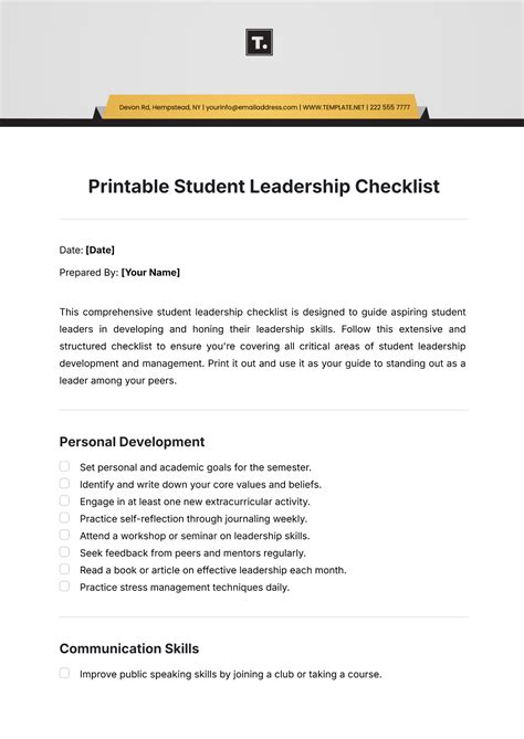 Free Student Checklist Templates Editable And Printable
