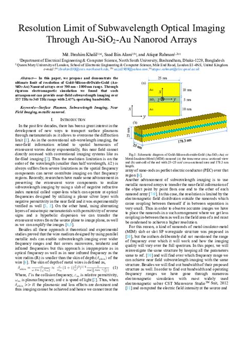 Pdf Resolution Limit Of Subwavelength Optical Imaging Through Au Sio2