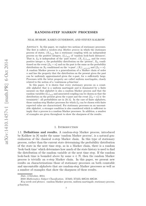 pdf random step markov processes