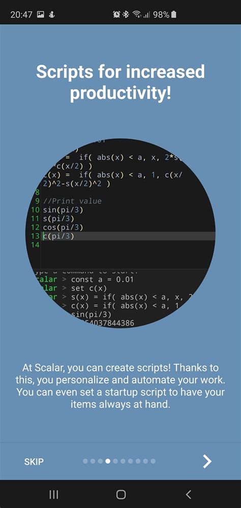 ℹ️ Scalar User Manual 🥇 Scalar Scientific Calculator App Charts And Scripts