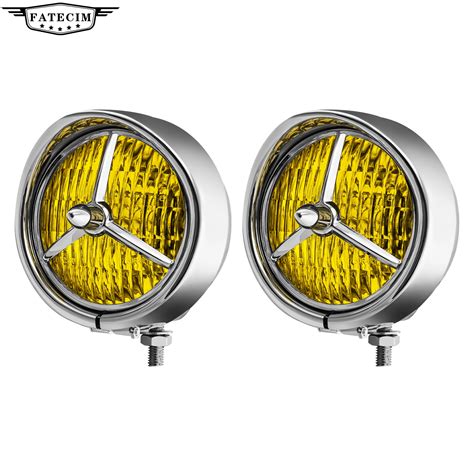 4 5 Led Classic Custom Brim Trim Cover Fog Lamps Chrome Motorcycle Fog