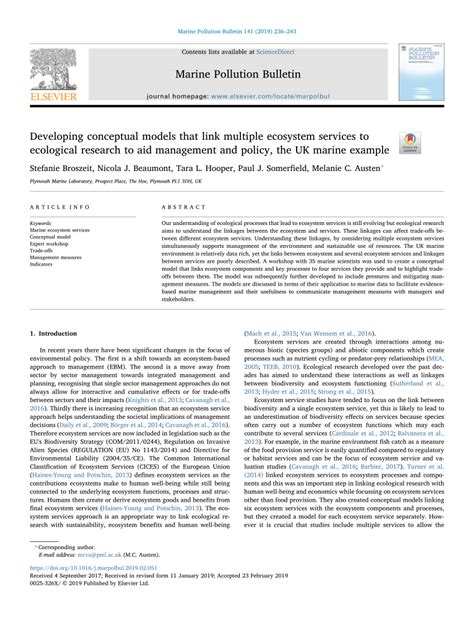 PDF Developing Conceptual Models That Link Multiple Ecosystem Services To Ecological Research