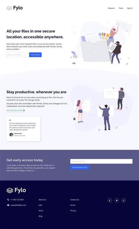 Frontend Mentor Fylo Landing Page With Two Column Layout Coding