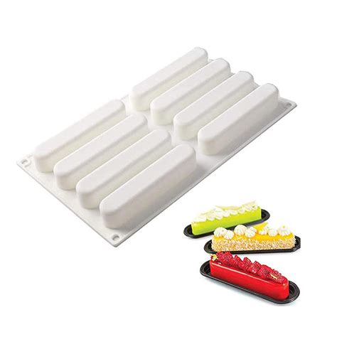 Eclair Shape Silicone Mould 8 Cavity Cake Craft Uae