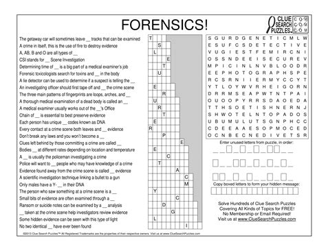 Forensics Trivia Quiz Clue Search Puzzles