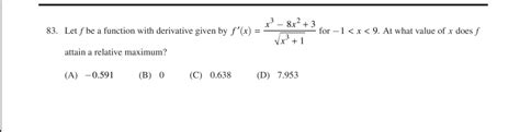 solved 83 let be a function with derivative given by