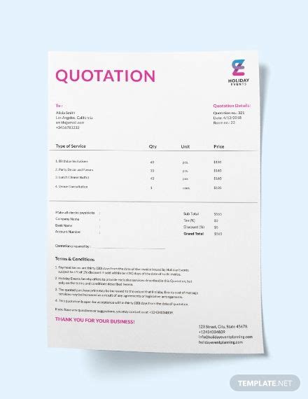 Free Sample Quotation Template Download 85 Quotations In Word Excel