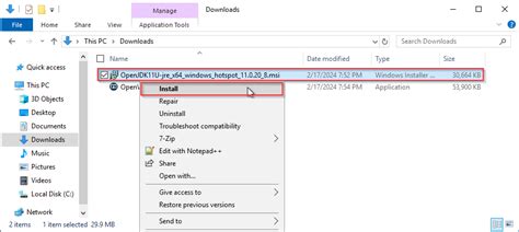 2 Right Click On The Java Runtime Environment Installer File And Select Install