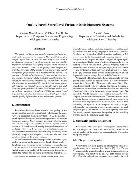 quality based score level fusion in mult 2 pdf biometrics