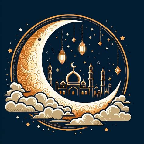 Vector livre a lua nascente do mês de ramadã e rezar mês sagrado Vetor Premium