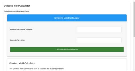 Dividend Yield Calculator Calculate Dividend Yield