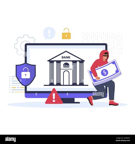 Bank Hacking Attack Illustration Concept Vector Flat Illustration