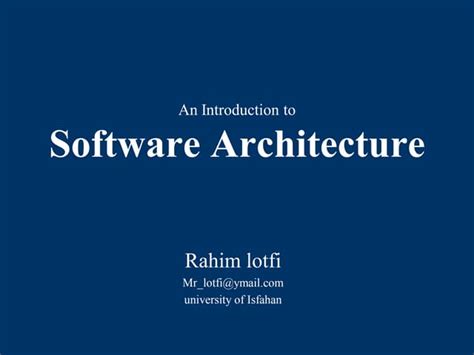 an introduction to software architecture ppt