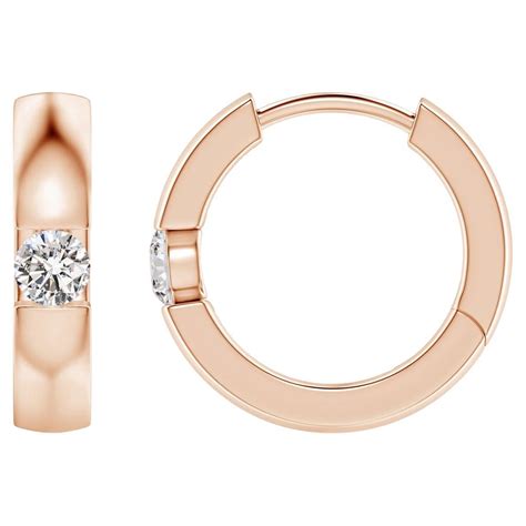 Natural Round Diamond Hoop Earrings In Platinum Size 25mm Color I J