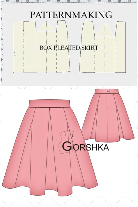 Box Pleat Skirt Cad Layout Pattern