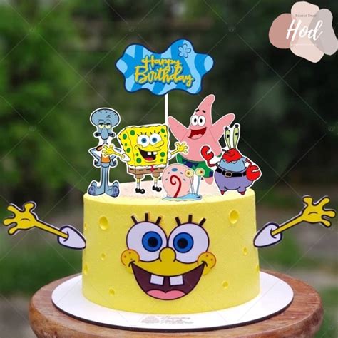 Jual Topper Karton Spongebob Lengkap Muka Dan Karakter Garry Crab Squidward Patrick Hiasan Kue