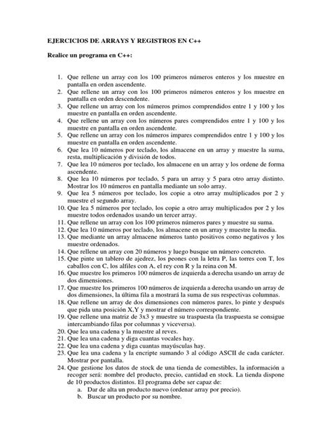 Ejercicios De Arrays Y Registros En C Pdf C Ajedrez