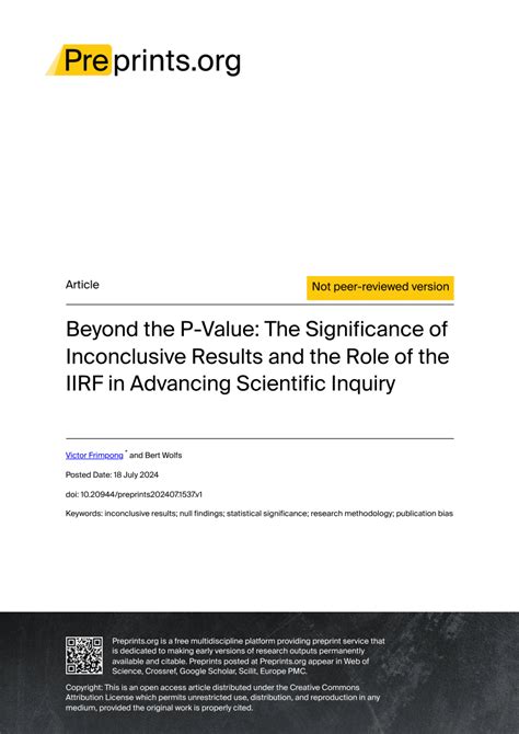 Pdf Beyond The P Value The Significance Of Inconclusive Results And