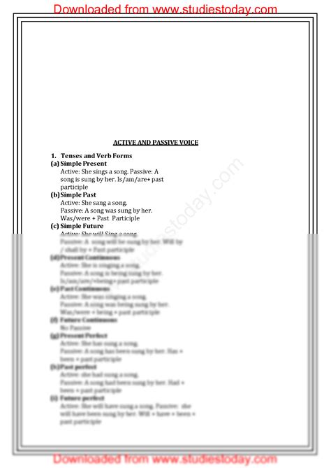 SOLUTION Cbse Class English Assignment Active And Passive Voice Studypool
