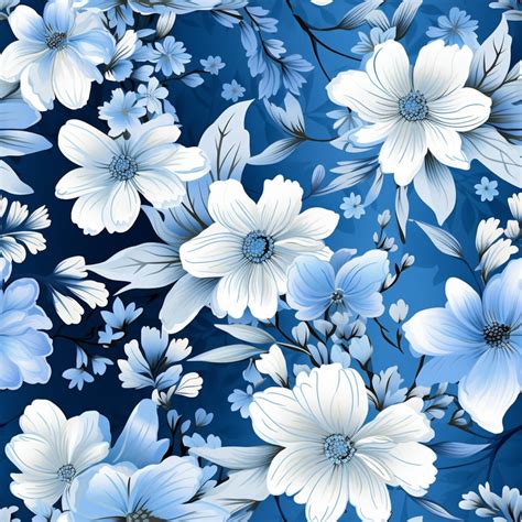 Blue Floral Designs Pack Of 12 Seamless Designs Perfect For Crafts