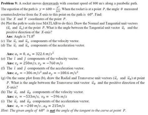 Solved Problem 9 A Rocket Moves Downwards With Constant