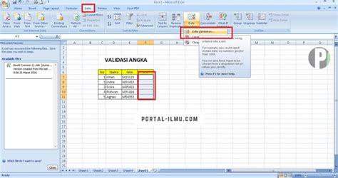 Cara Agar Suatu Cell Pada Microsoft Excel Hanya Dapat Diisi Dengan Angka Saja Portal