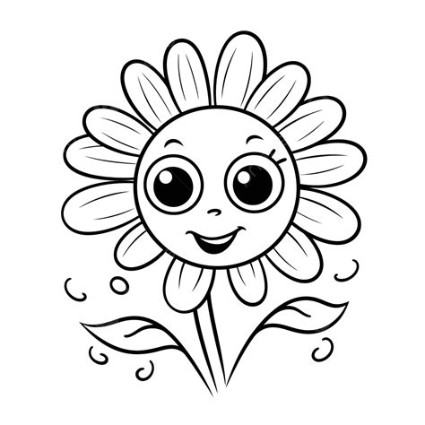 눈과 잎이 있는 만화 일러스트 꽃 색칠 페이지 개요 스케치 드로잉 벡터 만화 일러스트 드로잉 일러스트 벡터 일러스트 Png 일러스트 및 벡터 에 대한 무료 다운로드