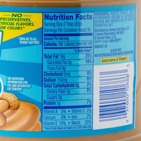 Skippy Protein Peanut Butter Nutrition Facts At Dianna Wagner Blog