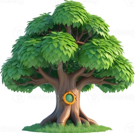 Ai Generated An Animated Tree With Green Leaves And Grass 35089426 Png