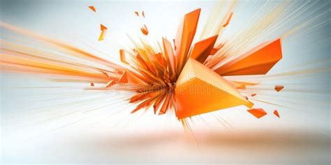 Geometric Explosion Of Dynamic Orange Shapes With Radiating Energy Stock Illustration