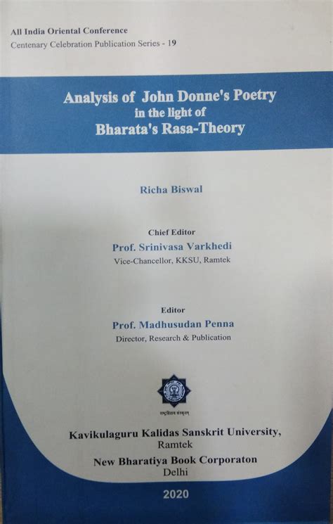 Analysis Of John Donnes Poetry In The Light Of Bharatas Rasa Theory Indian Books And Periodicals