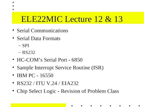 ppt ele22mic lecture 12 and 13 serial communications serial data
