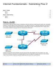 Subnetting Prac Docx Internet Fundamentals Subnetting Prac Part VLSM Task Task